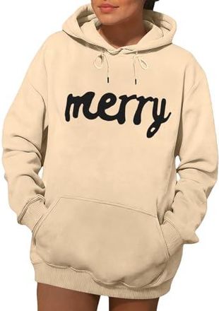 Generic Chandail à capuche de Noël pour femme - Chandail à capuche de Noël en polaire pour femme - Joli pull de vacances surdimensionné et confortable pour le