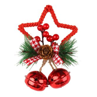 BESPORTBLE Weihnachtsglockenanh&auml;nger aus Sicherem Material mit Rotem Stern Schleife Dekorative H&auml;ngedeko f&uuml;r Wohnzimmer T&uuml;r Weihnachtsbaum