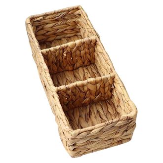 DOITOOL Geflochtener Aufbewahrungskorb aus Nat&uuml;rlichem Material Leichter Tisch organizer zur &Uuml;bersichtlichen Aufbewahrung von Kleinteilen Dekoratives und Prak