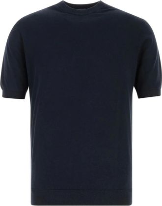 Fedeli Homme, Pulls, Bleu, Taille: L T-Shirt en coton c&ocirc;tel&eacute;