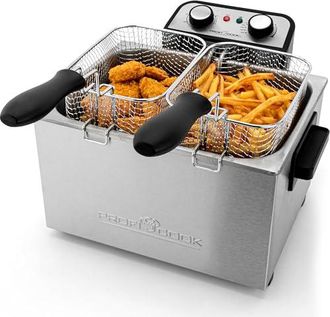 Profi Cook ProfiCook PC-FR 1038 Friteuse double, 2 petits & 1 grand paniers à friture, capacité 5 litres, filtre permanent contre les odeurs et les graisses, 300
