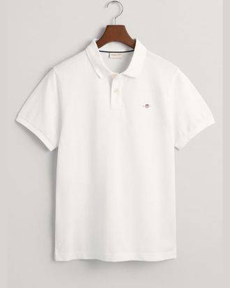 GANT Unifarbenes Piqu&eacute;-Poloshirt aus Baumwolle mit Flag-Stickerei in