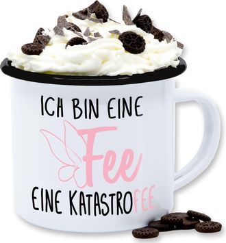 Shirtracer Emaille Tasse Blechtasse - Statement Sprüche - Ich bin eine Fee - 300 ml - Weiß Schwarz - mit spruch sarkasmus katastrophe tassen spruechen katastro b