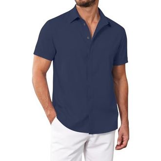 Generic Polo en lin pour homme - Chemises &agrave; manches courtes - Blanc - Coupe ajust&eacute;e - T-shirt en coton pour homme - Polo &agrave; manches courtes - T-shirt de gym &agrave; 