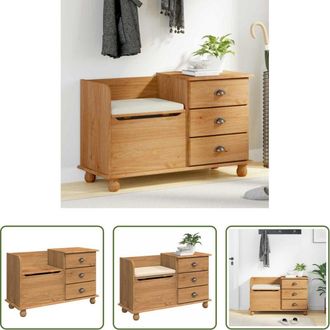 vidaXL Stauraum - Sitzbank mit Stauraum mit Speicher ASKIM Braun 100 x 39 x 62 cm