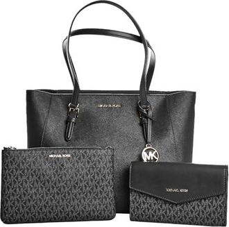 Michael Kors Charlotte Grand sac à main fourre-tout 3 en 1 en cuir, noir
