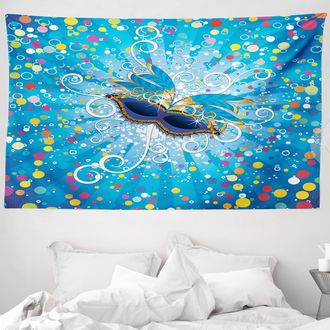Abakuhaus Karneval Wandteppich und Tagesdecke, Bunte Punkte Strudel, aus Weiches Mikrofaser Stoff Wand Dekoration Für Schlafzimmer, 230 x 140 cm, Mehrfarbig