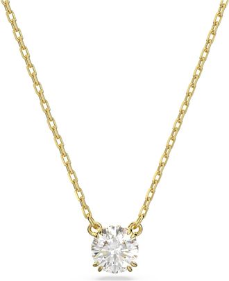 Swarovski Constella pendant, Round cut, White, Gold-tone plated
