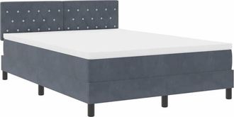 vidaXL Boxspringbett mit Matratze Dunkelgrau 140 x 200 cm Stoff Vidaxl