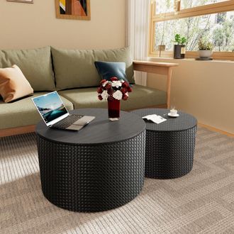 Generic Runde Beistelltische, 2er-Set, Moderne Beistelltische f&uuml;r Wohnzimmer, Keine Montage erforderlich, rundes Beistelltisch-Set, Akzenttisch f&uuml;r Schlafzimm