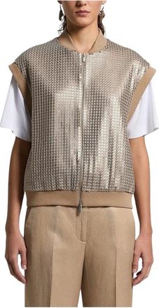 PESERICO Femme, Vestes, Jaune, Taille: 38 FR Gilet Orn&eacute; de Sequins
