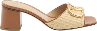 Valentino Garavani Femme, Chaussures, Beige, Taille: 39 1/2 EU VLogo Signature Block Heel Slide Sandal