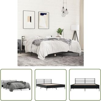 vidaXL The Living Store - Bettgestell Schwarz 160x200 cm Holzwerkstoff und Metall - Bettes Gestell - Doppelbett - Holzrahmen - Massivholzbette - Schwarzes