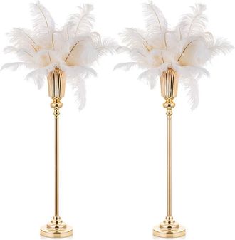 Nuptio Blumenständer Metall Gold Vase: 2 Stück 77.5cm Hoch Blumenvase Hochzeit Ständer Trompete Vasen Metall für Goldene Hochzeit Mittelstücke Tischdeko Part