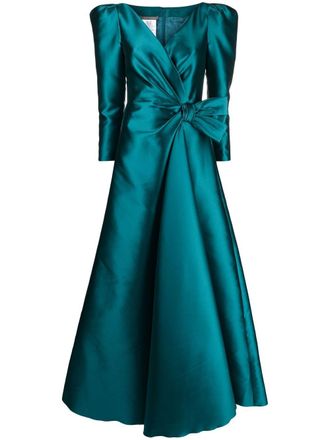 Alberta Ferretti Abendkleid aus Satin - Gr&uuml;n