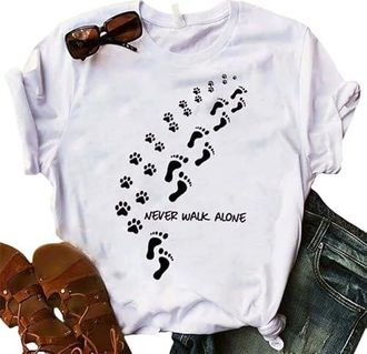 Keephen Maman Chat Maman Chien T-Shirts pour Femmes Patte de Chat Patte de Chien Impression 3D T-Shirt Manches Courtes Col Rond Animal de Compagnie Amoureux G