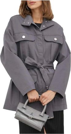 Patrizia Pepe Femme, Vestes, Gris, Taille: 36 FR Trench Coat avec Ceinture