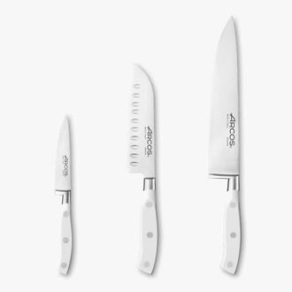 Arcos Messer-Set Geschmiedet 3-teilig - Edelstahl mit D&uuml;nner Klinge und Charakteristischem Weichem Rand, Ergonomischer Griff aus Polyoxymethylen (POM) - Ser