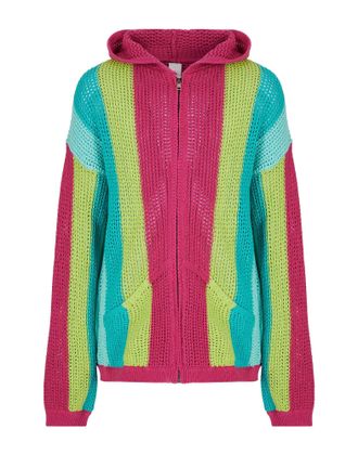 8 by YOOX COTTON-BLEND CROCHET STRIPED KNIT JUMPER