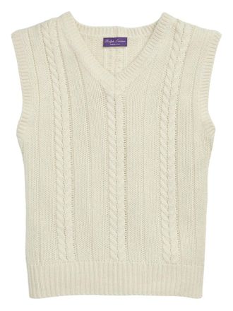 Ralph Lauren Purple Label Pullunder mit Zopfmuster - Nude