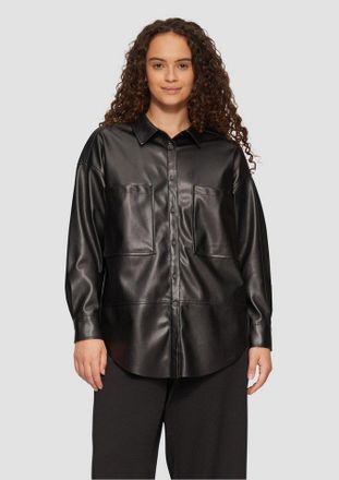 QS by s.Oliver Langarmbluse Bluse Hemdbluse in Lederoptik