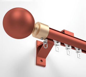 Generic Einzel-vorhangstange, Schienenvorhang, Vorhangschienen-Set Mit Rundem Dekorativem Kopf, Wandvorhangschiene F&uuml;r Wohnzimmer Schlafzimmer Balkon(Red,330c