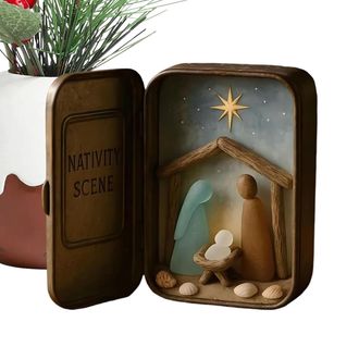 Generico Krippenfiguren - Religi&ouml;ses Marineglas Festlich, Krippenfiguren in einer Box, Weihnachtsdekoration | f&uuml;r Erwachsene Kinder Schreibtisch Schlafzimmer W
