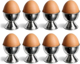 Com-Four 8X Eierbecher aus Edelstahl - Elegante Eierhalter im Metallic-Look - Fr&uuml;hst&uuml;cks-Set im modernen zeitlosen Design - f&uuml;r zu Hause, im Hotel oder der Gas