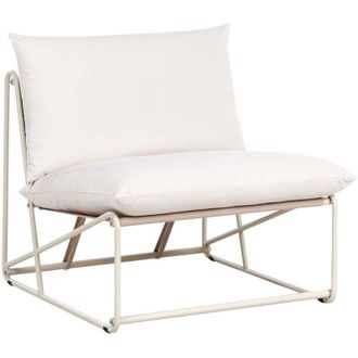 Beliani Chaise Basse en M&eacute;tal Assise Large avec Coussins dAssise et Dossier Mobilier Int&eacute;rieur et Ext&eacute;rieur Sans Accoudoirs Jardin Beige Pico