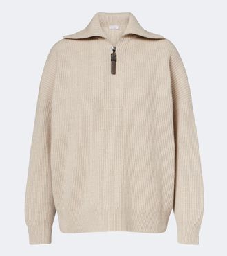 Brunello Cucinelli Pull Monili &agrave; col zipp&eacute; en cachemire
