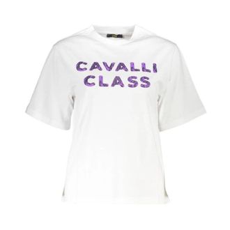Cavalli Klassisches Baumwoll-Rundhals-T-Shirt - - Tops - Damen - Wei&szlig; - XS