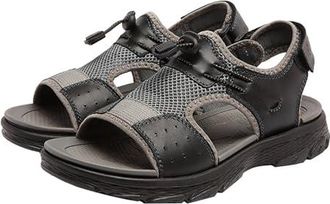 Generic Sandales de trekking en cuir pour homme - Antidérapantes - Bout ouvert - Pieds larges - Chaussures de randonnée - Sandales dété légères - Sandales de 