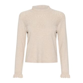 Cream Femme, Pulls, Beige, Taille: 40 FR Blouse tricot&eacute;e avec d&eacute;tails &agrave; volants