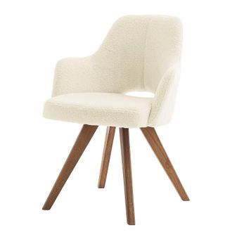 Fredriks home24 Drehbarer Armlehnenstuhl Casele 58 x 82 x 60cm Wei&szlig;/Creme