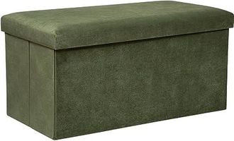 Atmosphera Atmosphera - Pouf Pliant Double Lilou en Velours 76x38cm Vert Kaki