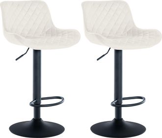 Clp 2er Set Barhocker Minosa I Fußstützen Aus Metall I Höhenverstellbare Gepolsterte Drehstühle, Farbe:Creme, Material:Samt