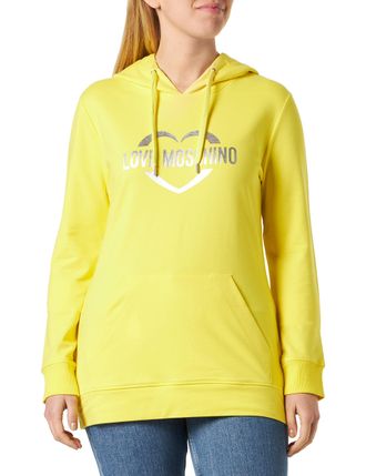 Love Moschino Womens Slim fit Long-Sleeved Hoodie Sweatshirt, Yellow, 48