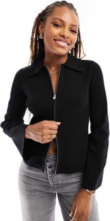 Vero Moda Aware - Strickjacke in Schwarz mit durchgehendem Zwei-Wege-Rei&szlig;verschluss