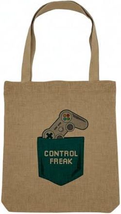 Fabulous Sac Shopping Tote Bag Aspect Lin - Control Freak Poche Surprise Jeux Vid&eacute;o Manette - Sac de Courses Toile Epaisse 360g Beige Naturel Cabas Port&eacute; Epaul