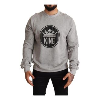 Dolce & Gabbana Crown King Print Pullover - - Sweatshirts & Hoodies - Herren - Grau - S