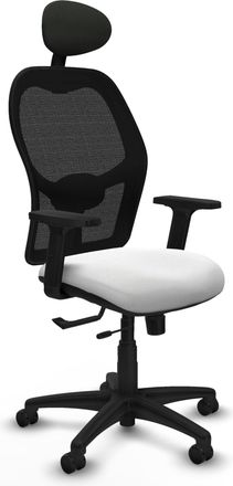 Piqueras y Crespo Wei&szlig;er Computerstuhl mit 2D-Armen, h&ouml;henverstellbarer Lendenwirbelst&uuml;tze und festem Kopfteil, ausgestattet mit Syncro/Traslack und Schneideschaum, Sch