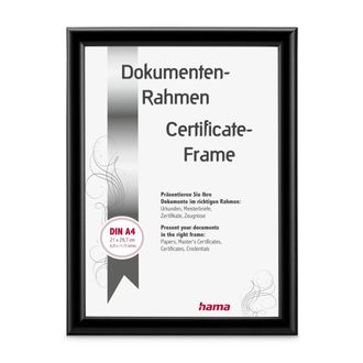 Hama Bilderrahmen Swing, 21x29,7cm (ideal für Urkunden und Dokumente in DIN A4, moderner Kunststoffrahmen, für Hochformat, für Querformat, zum Hängen/Hinst