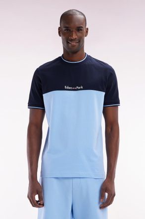 Eden Park T-shirt Brod&eacute; En Coton Bicolore Ciel Coupe Droite