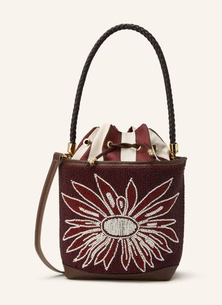 ViaMailBag Viamailbag Beuteltasche Bouquet Flower Mit Schmuckperlen braun