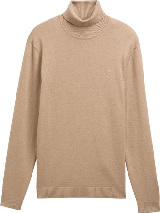 Tom Tailor Herren 1048216 Rollkragen Pullover aus Baumwolle, 31089-Hazel Brown Melange, XL