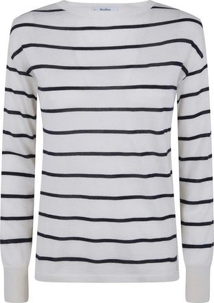 Max Mara Femme, Pulls, Beige, Taille: 38 FR Tabella Stripes Silk Cashmere Sweater