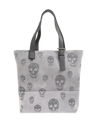 Alexander McQueen T-Bar Schultertasche mit Totenkopf-Print - Grau