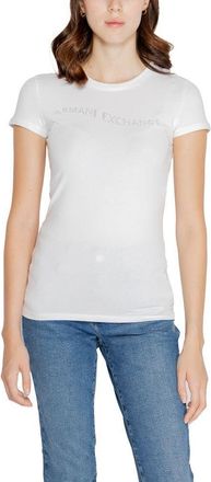 A|X Armani Exchange Damen Slim Fit Embellished Wave Logo Tee T-Shirt, Optic White, XL EU