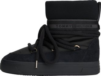 Tommy Hilfiger Damen Mid Boot Stiefel Logotape Warm Wasserabweisend, Schwarz (Black), 38