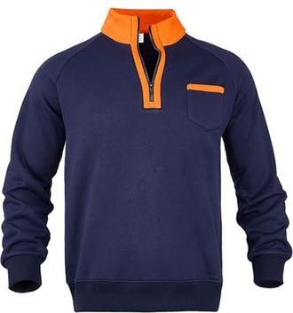 Generic Sweat-shirt en polaire pour homme - Haut chaud pour lautomne et lhiver - Col montant - Demi-fermeture éclair - Sports chauds - Loisirs - Sans capuche 